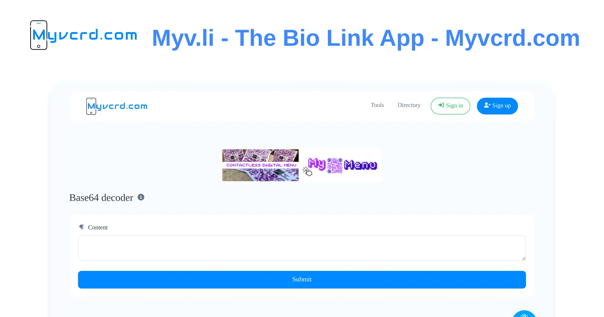 Decodificador Base64 - Herramientas - Myvcrd.com